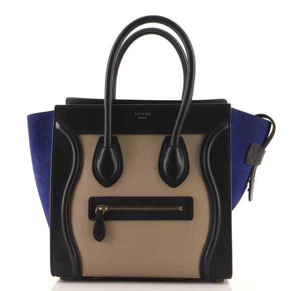 Celine | Bags | Celine Tricolor Luggage Bag Leather Micro Black Blue ...